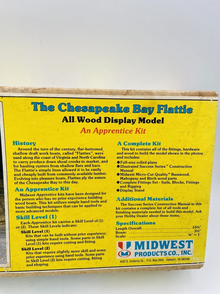 Midwest The Chesapeake Bay Flattie Wooden Ship Model Building Kit Skill ...