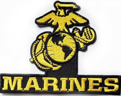 Marine Corps Patch MARINES in Gold Yellow and Black e EGA 4" USMC | eBay