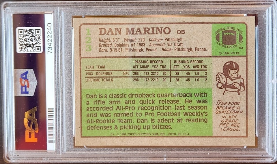 DAN MARINO 1984 Topps Rookie Football Card #123 PSA 7 NM | eBay