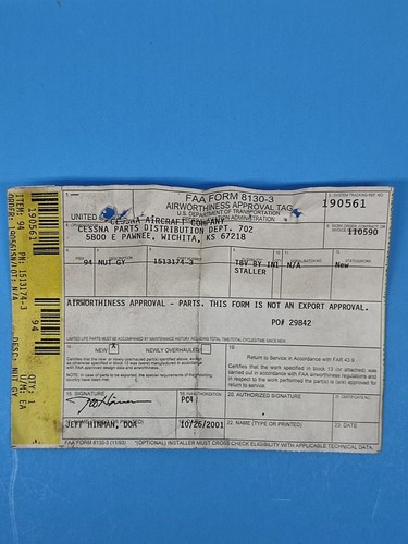 Cessna 1513174-3 Nut Grey for sale online | eBay