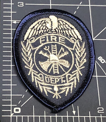 Fire Department Badge Patch Firefighter scramble Silver on Blue FD VFD ...