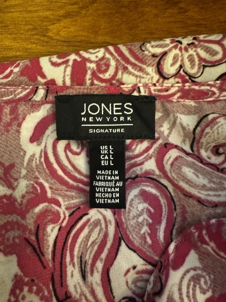 Jones New York Large Multi-Color w/Paisley Print Long Sleeve Blouse ...