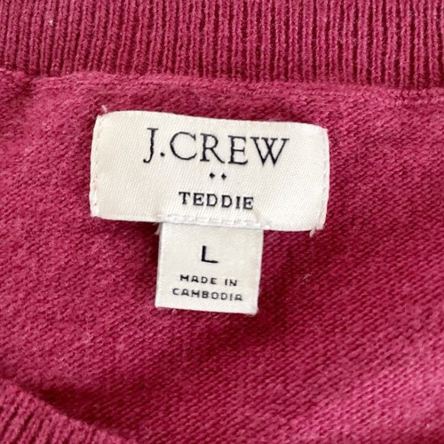 J. Crew Teddie Cotton/Merino Wool Crew Neck Pullover Raspberry Size L ...