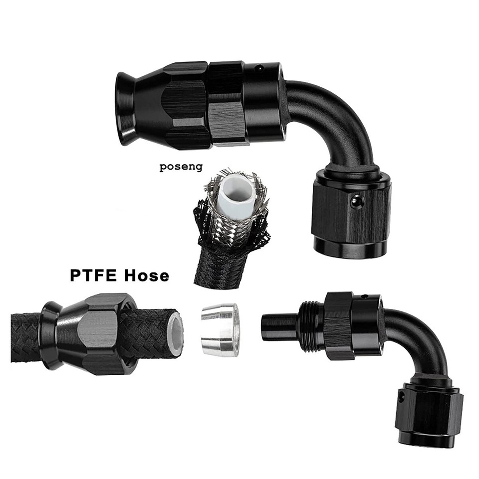 10FT 10AN Nylon PTFE Fuel Line Braided Fuel Hose w/ 10 Fittings Hose ...
