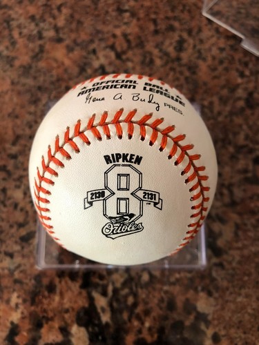 CAL RIPKEN JR #8 Rawlings Leather baseball in Case. 2131 games. Minor ...