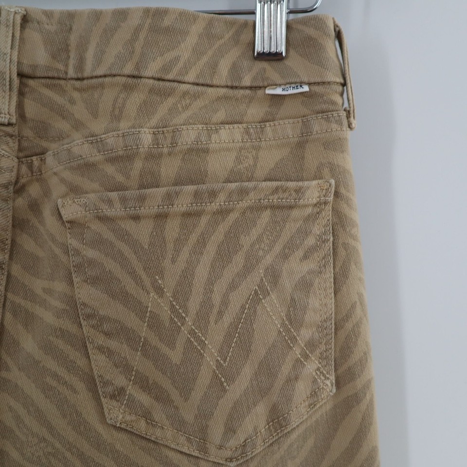 Mother The Looker Ankle Fray In Sweet Stripes Jeans Womens 27 Tan Edgy ...