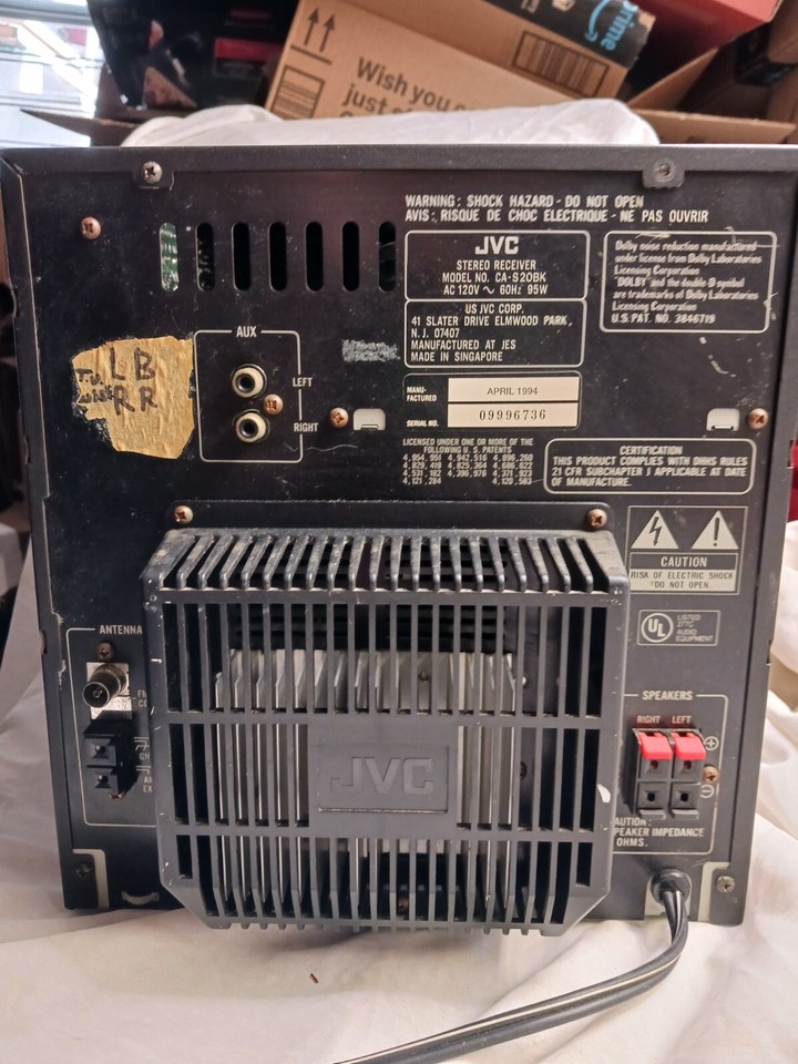Vintage JVC CA-S20BK Home Bookshelf Stereo System CD Aux Tape Radio ...
