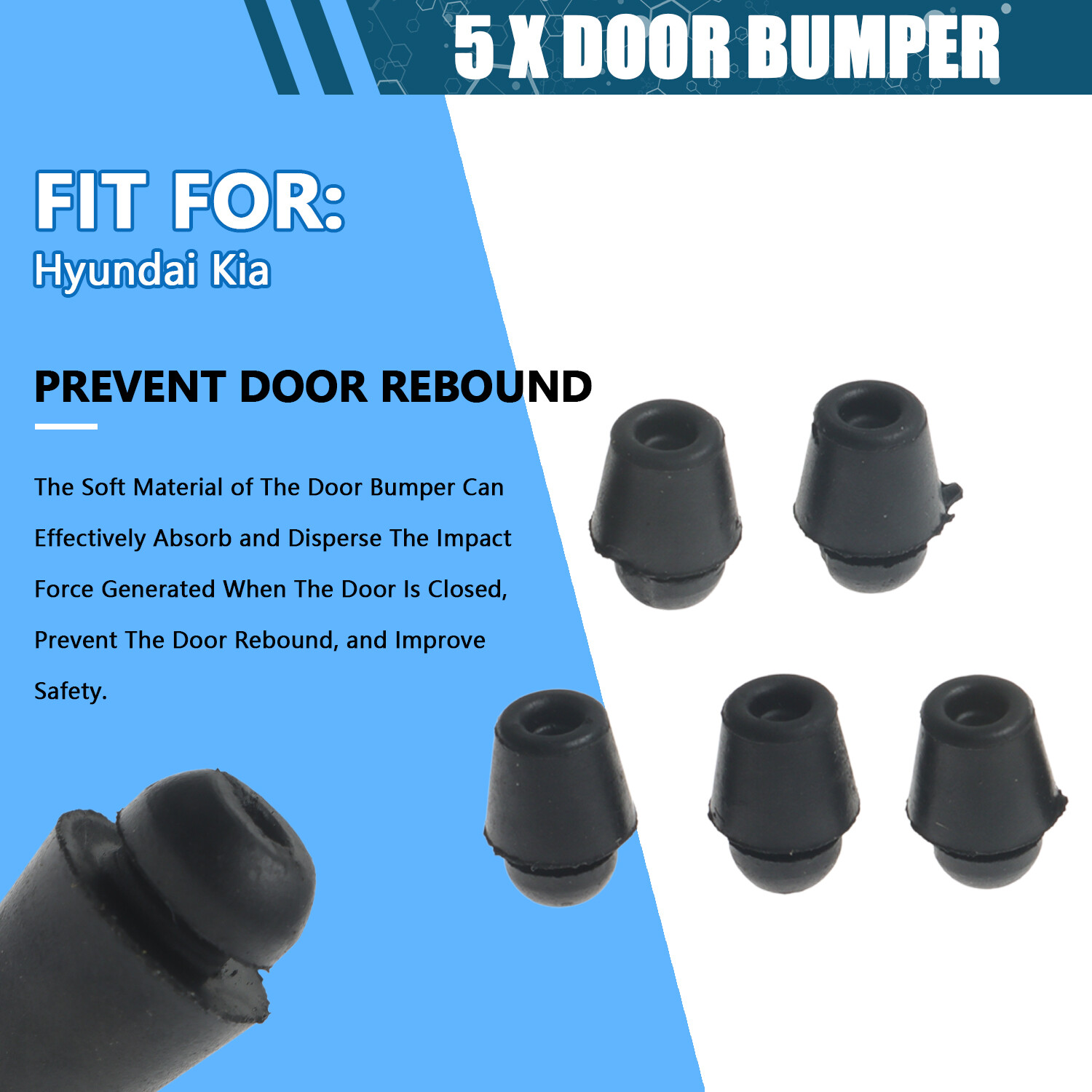 5Pcs Bumper Door Overslam Rubber Stop Buffer Replacement for Hyundai ...