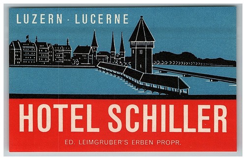 1920s-30s Hotel Schiller Luzern Lucerne Switzerland Luggage Label ...