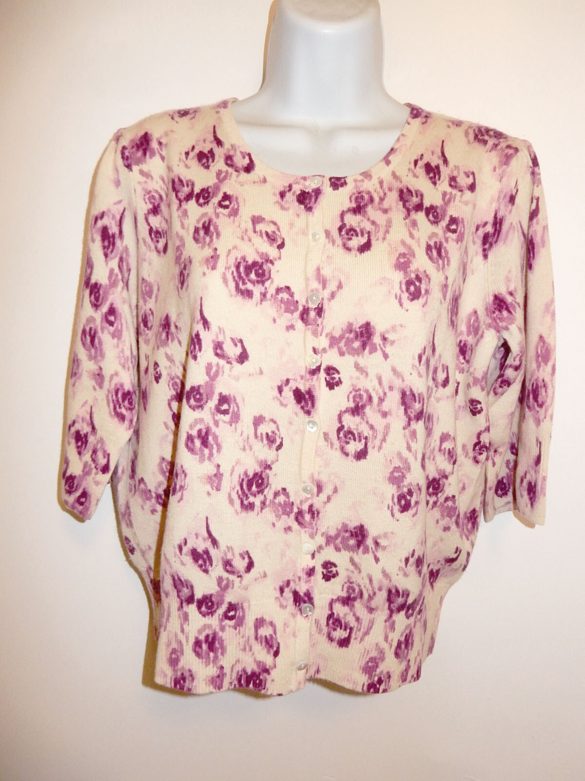 VERTICAL DESIGN WOOL/CASHMERE OFF WHITE/FLOWERS CREW … - Gem