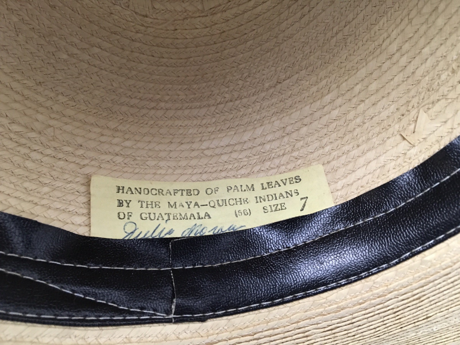 Vintage Sun Hat Palm Leaves Wide Brim Handcrafted May… - Gem