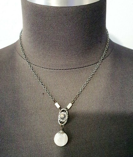 L Shtromberg Flower Peach Rhinestone Y Shape Chain Necklace | eBay
