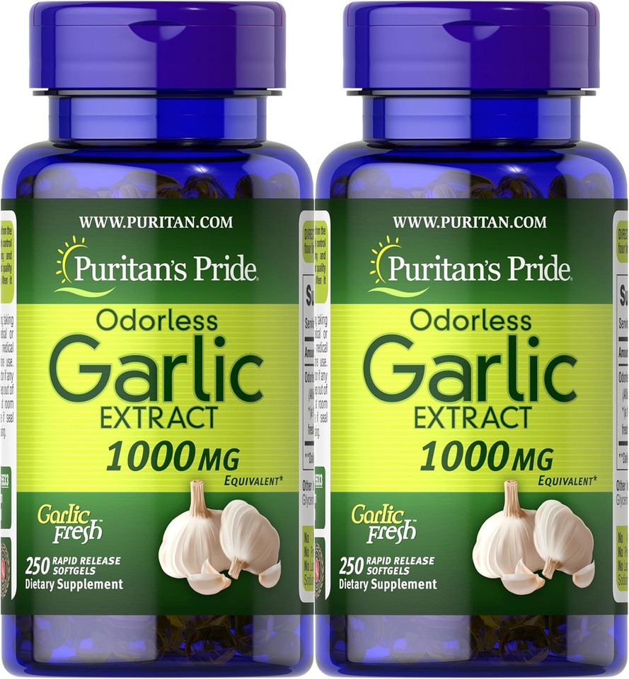 Puritan's Pride Odorless Garlic 1000 Mg, 500 Total 250 Count (Pack of 2 ...