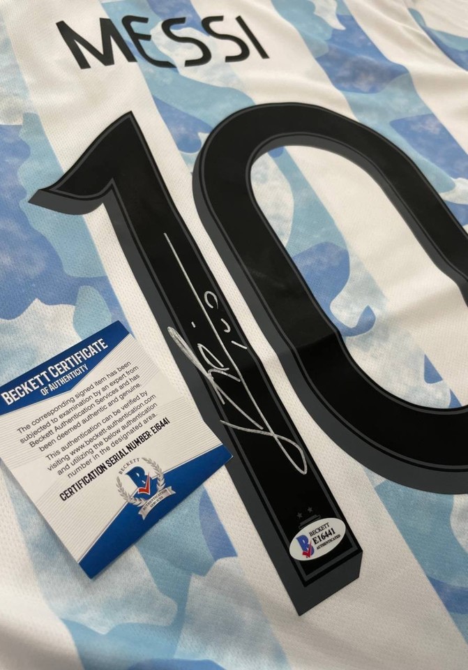 Jersey Size L Lionel Messi Signed Argentina Autographed BAS ...