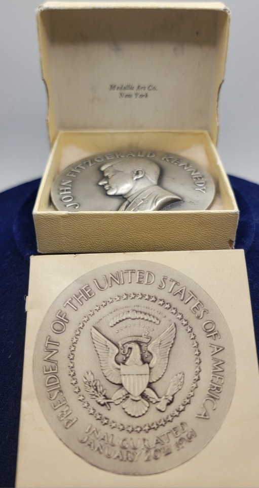 1961 JFK .999 Pure Silver Inauguration Medal 3" John F Kennedy W Box ...