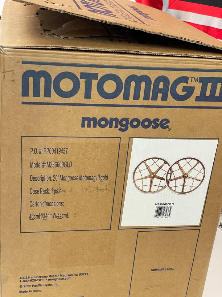 2022 NIB BMX PRODUCTS MOTOMAG III 3 GOLD Wheel Rim Set Mongoose Webco ...