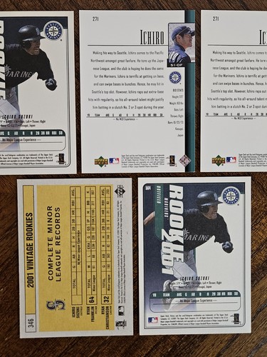 2001 ICHIRO SUZUKI RC CARD LOF OF 5 UPPER DECK #271, UD VINTAGE #346 EX-NM+ READ | eBay