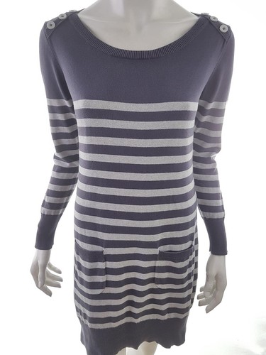 Diesel T. S Gris Courte Robe Pull Coton 100% Manche longue Rayures | eBay