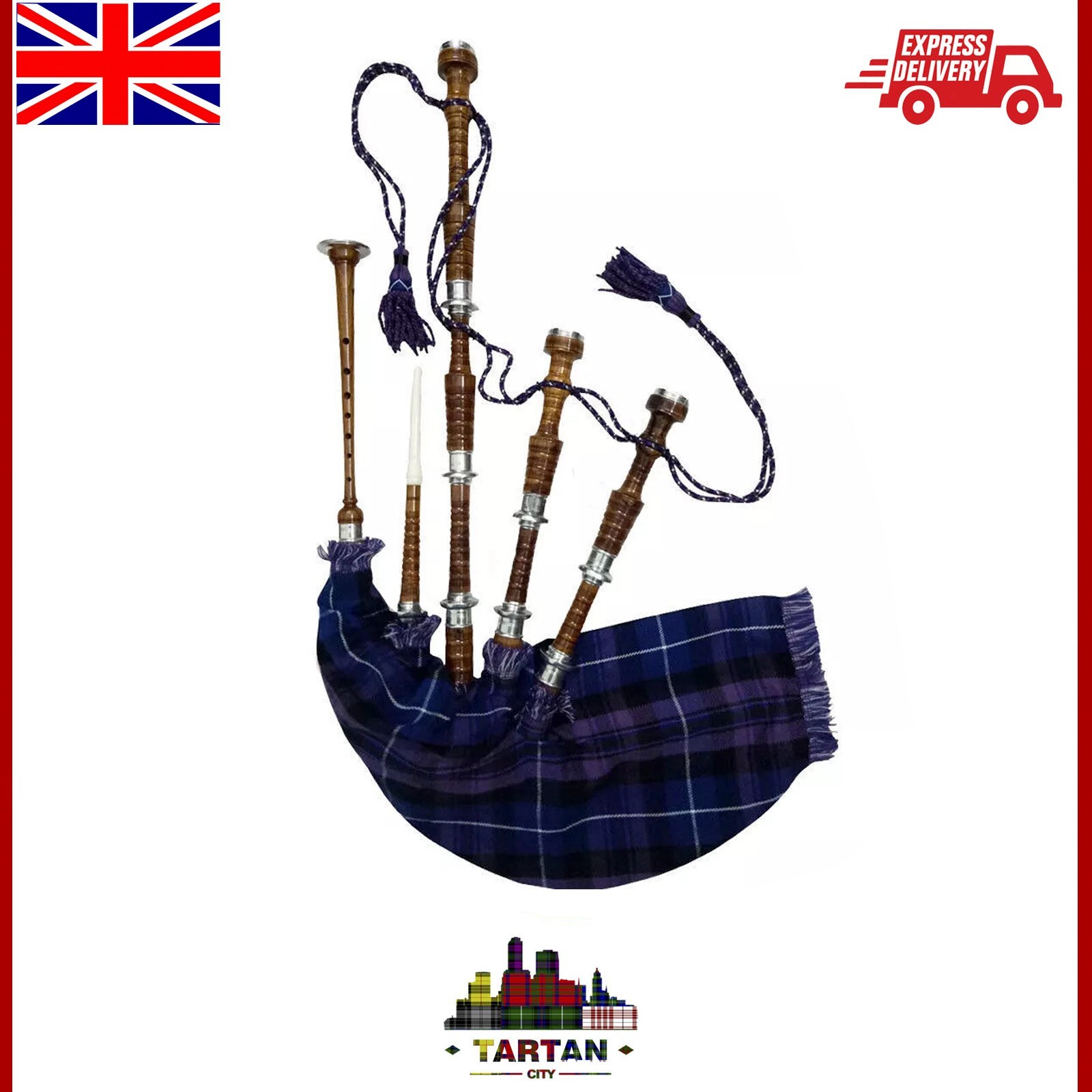 Tartancity Rosewood Bagpipe with Silver Mounts - Pride of Scotland ...