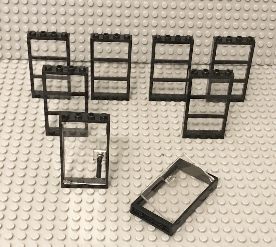 Lego City Black 3 Panes Frame 1x4x6 With Trans-clear Glass 6 And With ...