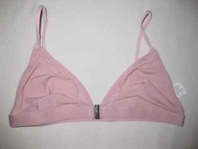 Shein front close ribbed semi-sheer wireless bralette S pastel pink nip ...