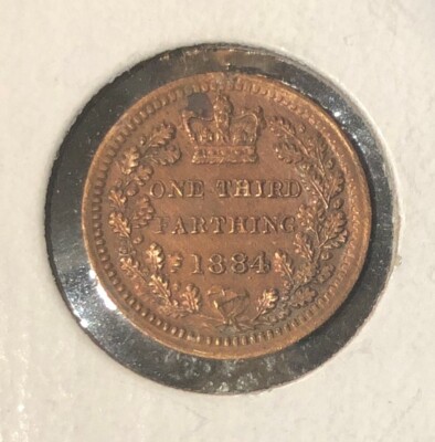 1884 GREAT BRITAIN 1/3 FARTHING BRONZE COIN-VICTORIA-KM#750-MINTAGE ...