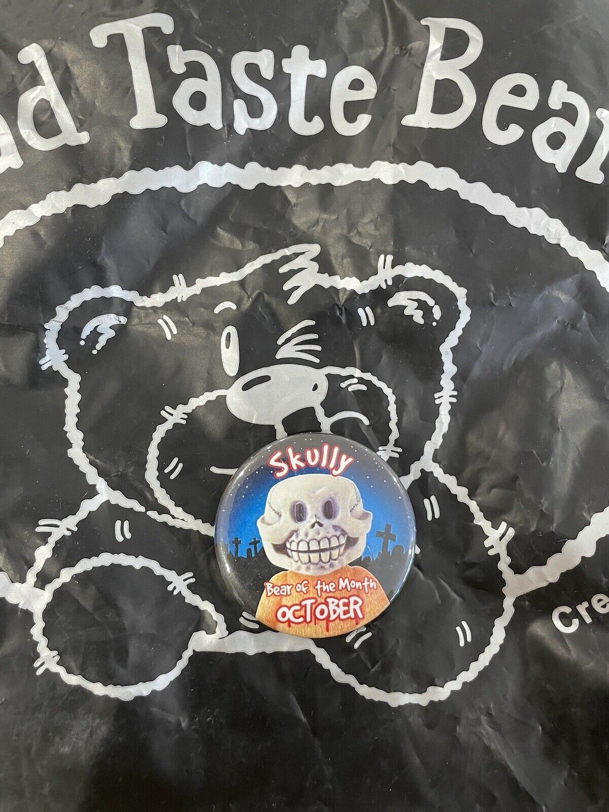 BAD TASTE BEARS PIN BADGE - Skully - Rare | eBay
