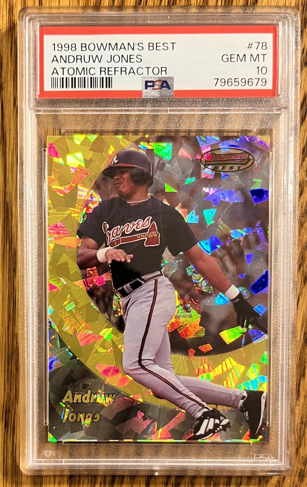 1998 Bowman’s Best Andruw Jones #78 Atomic Refractor #/100 Graded PSA ...