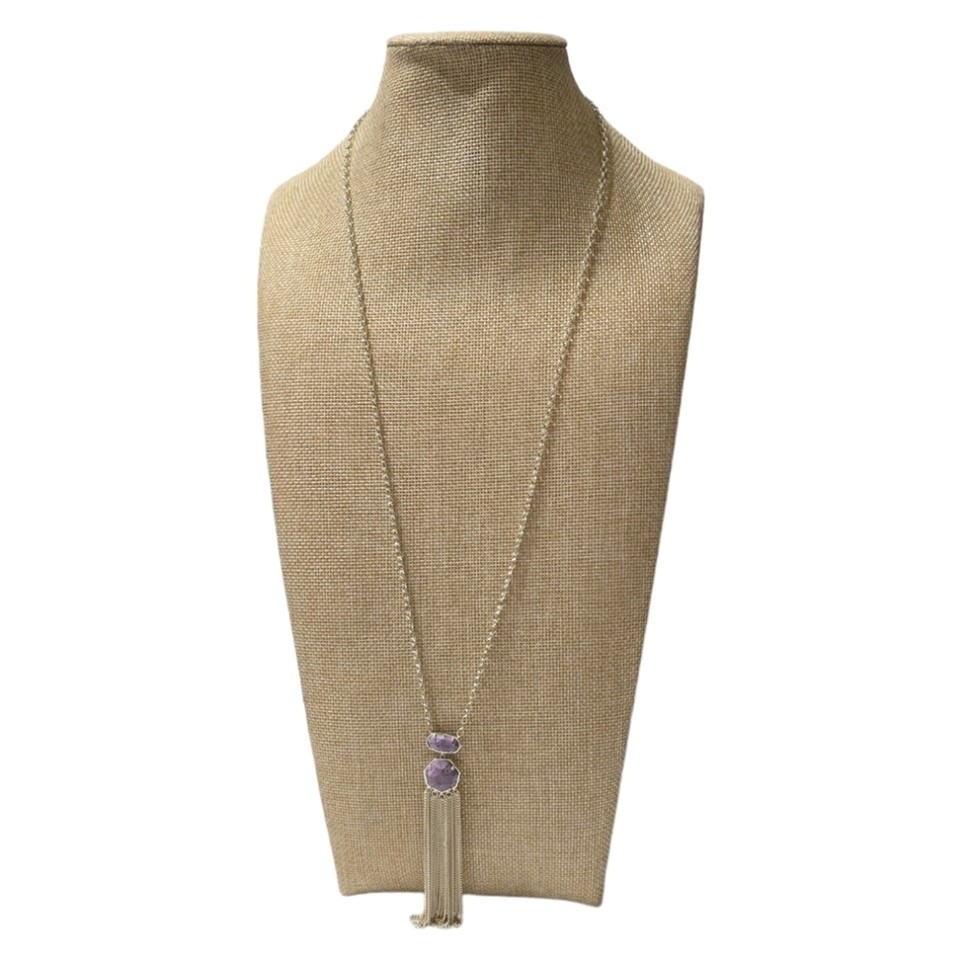 Kendra Scott Tae Necklace Chain Long Gold Lilac Tassel Pendant New! | eBay