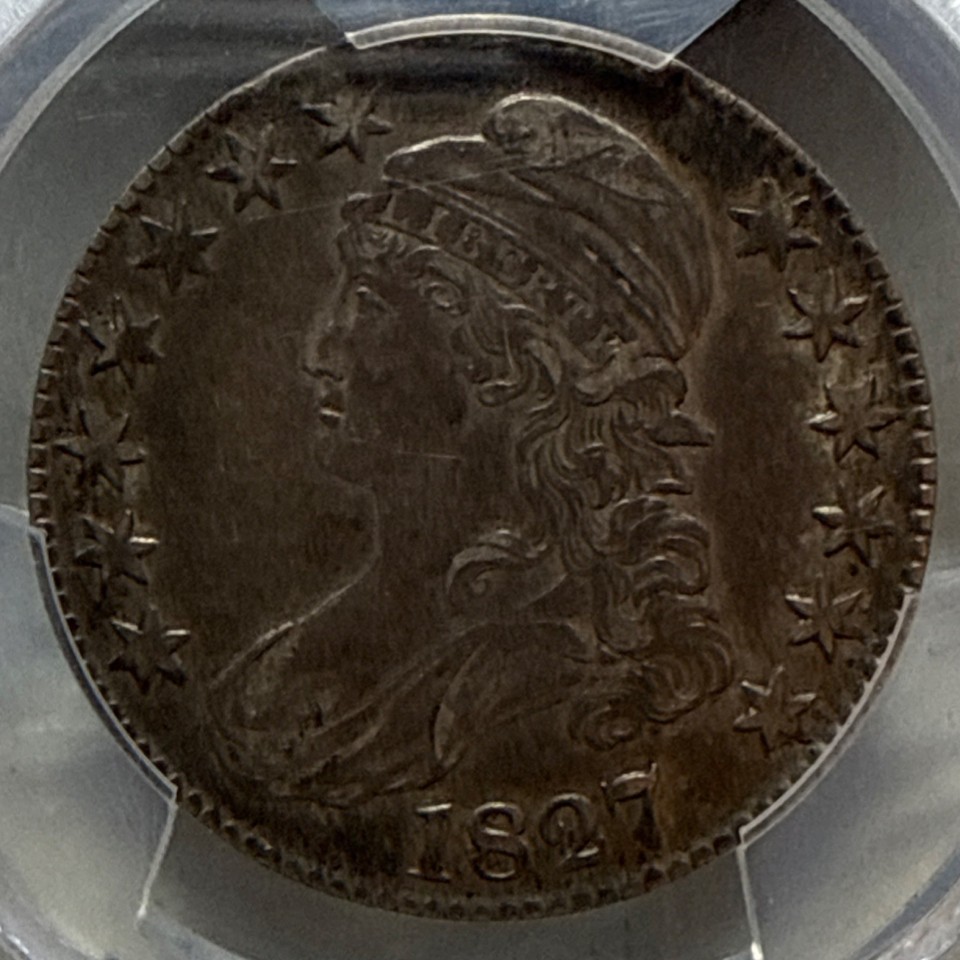 1827 Capped Bust 50C Half Dollar PCGS AU50 O-106 Square Base 2 ...