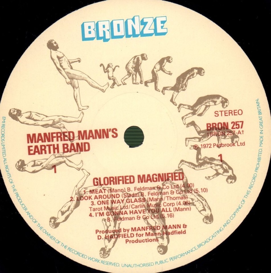 Manfred Mann's Earth Band Glorified Magnified LP vinyl UK Bronze 1981 ...