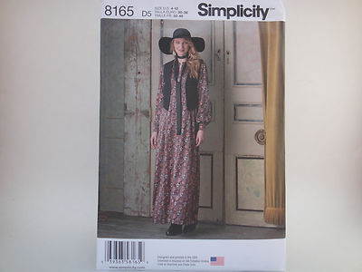 Simplicity 8165 S0927 Maxi Dress, Lined Vest, & Tie, Boho Pattern 4-12 ...