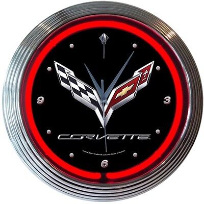 15" Neonetics LED Neon Corvette C7 Automotive Wall Clock Sign Shop ...