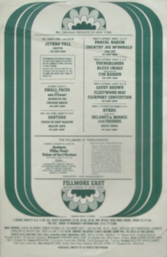 FILLMORE EAST 1970 SUMMER concert Handbill FACES JETHRO TULL MILES ...