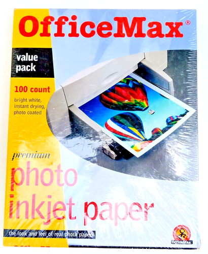 OFFICEMAX PHOTO INKJET PAPER 100 SHEETS 8.5" X 11 PREMIUM GLOSSY BRIGHT ...