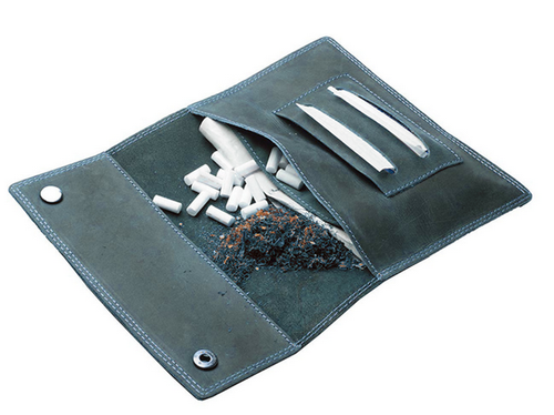 Cigarette tobacco pouch case holder pocket Smoking bag cow Leather blue ...