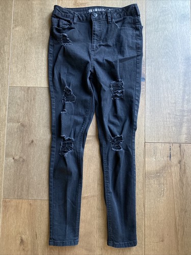 BLUE SPICE BLACK Denim HIGH WAIST DISTRESSED Stretch Skinny Ankle Jeans ...