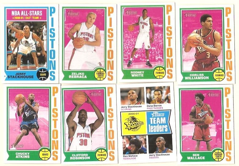 2001-02 Topps Heritage Basketball Team Set Detroit Pistons as shown | eBay