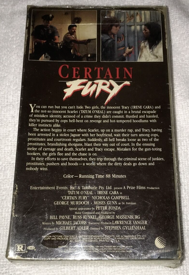 Certain Fury Prize VHS Movie Video Rental Original Box Horror Thriller ...