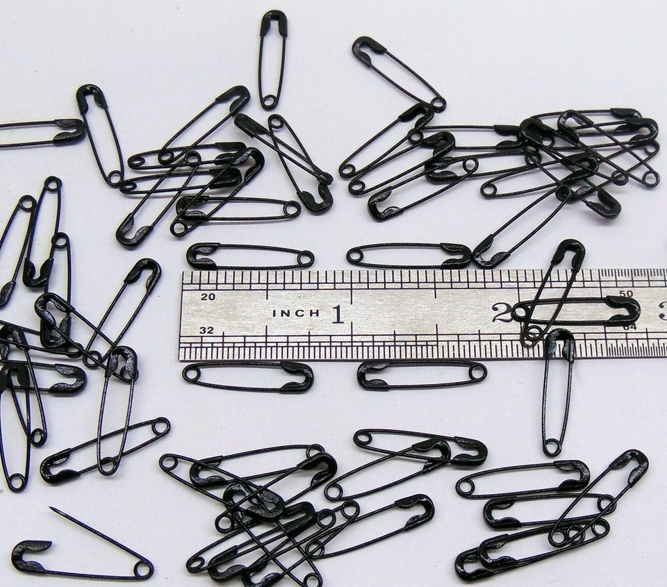 Small BLACK Safety Pins, Iron ~ 3/4" Long ~ Sewing, Crafts, Seed Beads ...