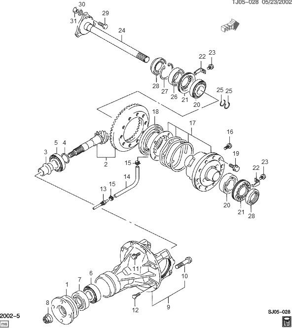 ACTUATOR BEARING & SEAL KIT for 99-01 Chevy Tracker FRONT DIFFERENTIAL ...
