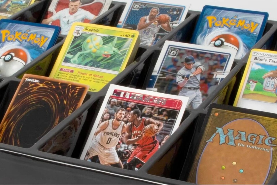 18 Slot Trading Card Sorting Tray/Dealer Storage Compartments/Black ...