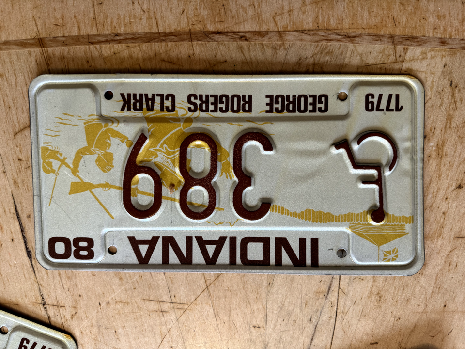 1980 INDIANA DISABLED PERSON HANDICAPPED LICENSE PLATE 389 GEORGE ...