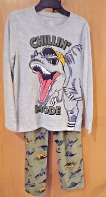 Chillin' Mode DINOSAUR~2 Pc. LS Pajamas~ Boy's SIZE Large (10-12) ~NEW ...