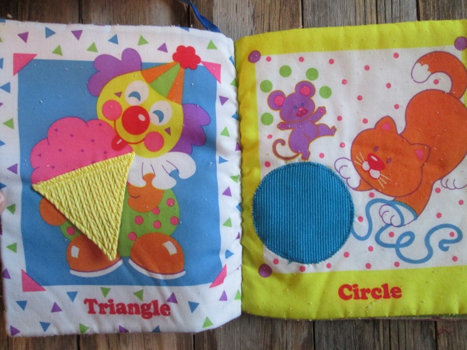 Vintage 80s Playskool First Baby Cloth Book Fun with Shapes Touch Feel ...