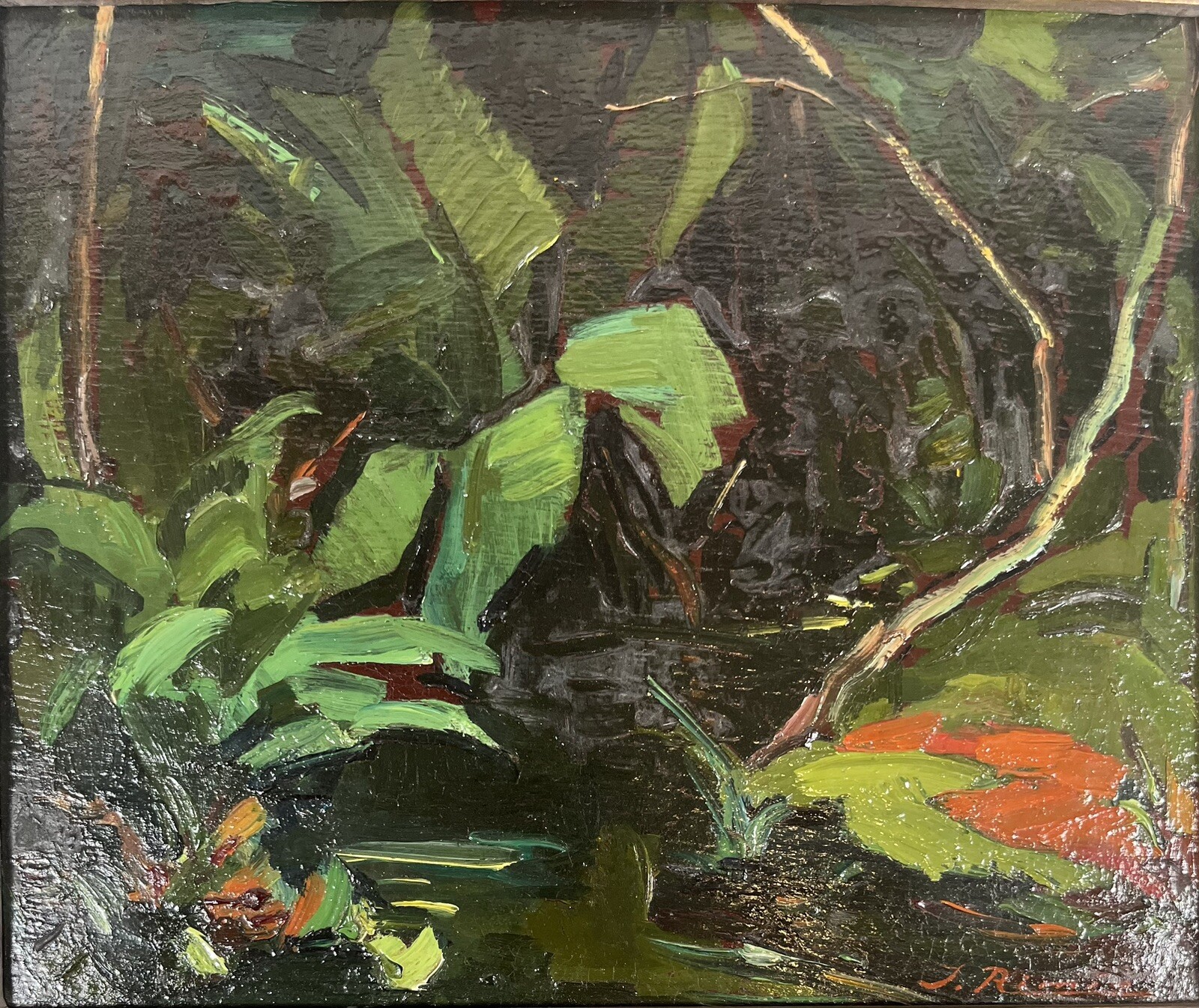 JUAN RIMSA BOLIVIA ABSTRACT EXPRESSIONIST JUNGLE LANDSCAPE ANTIQUE OIL ...