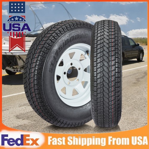 2Pack 5 Lug 175 80 13 Inch Trailer Wheels and Tires, 4.5" Pitch Circle ...