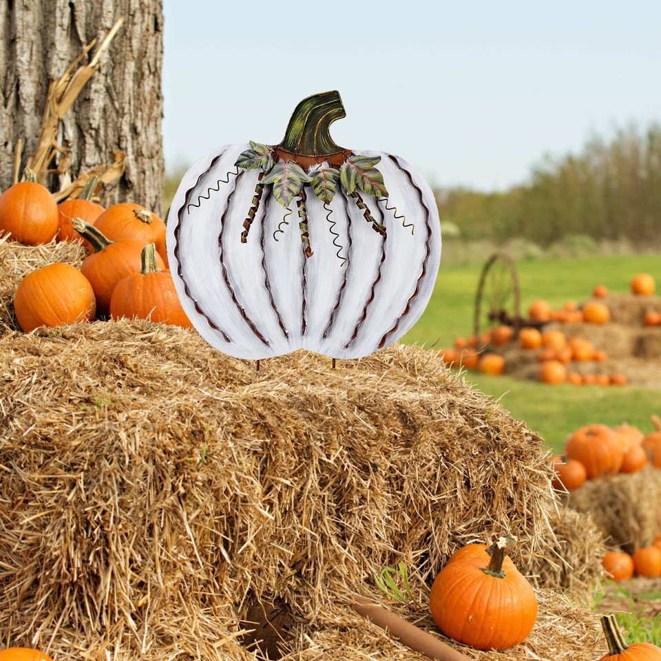 Metal Pumpkin Yard Sign with Stake Lawn Decoration Pumpkin Yard Stake ...