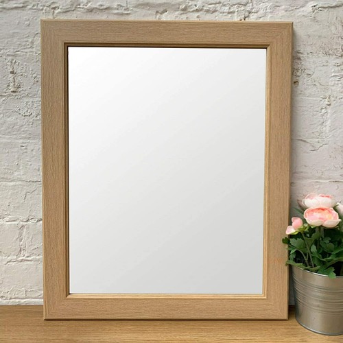 Rectangular Light Wood Wall Mirror Home Bathroom Hanging Frame ...