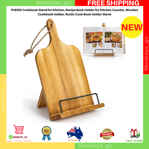 Cookbook Stand Kitchen, Recipe Book Holder Kitchen Counter, Wooden ...